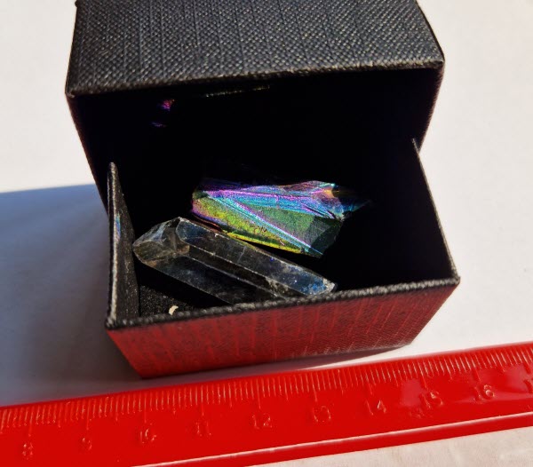 2 Boxed Aura Quartz - Titanium Coated Quartz | CRYS24 -13