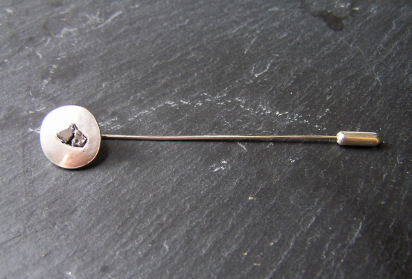 Silver Tie Pin Set With Iron Meteorite
