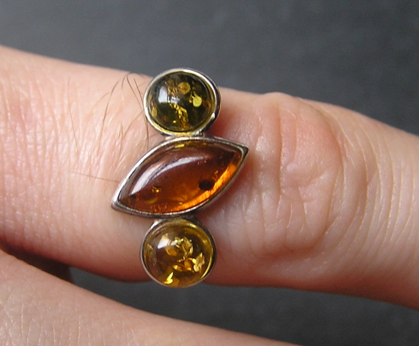 Amber And Silver Rings